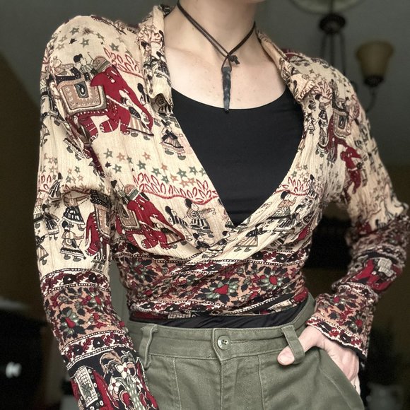 Classic Imports | Tops | Y2k Boho Classic Imports Wrap Top | Poshmark